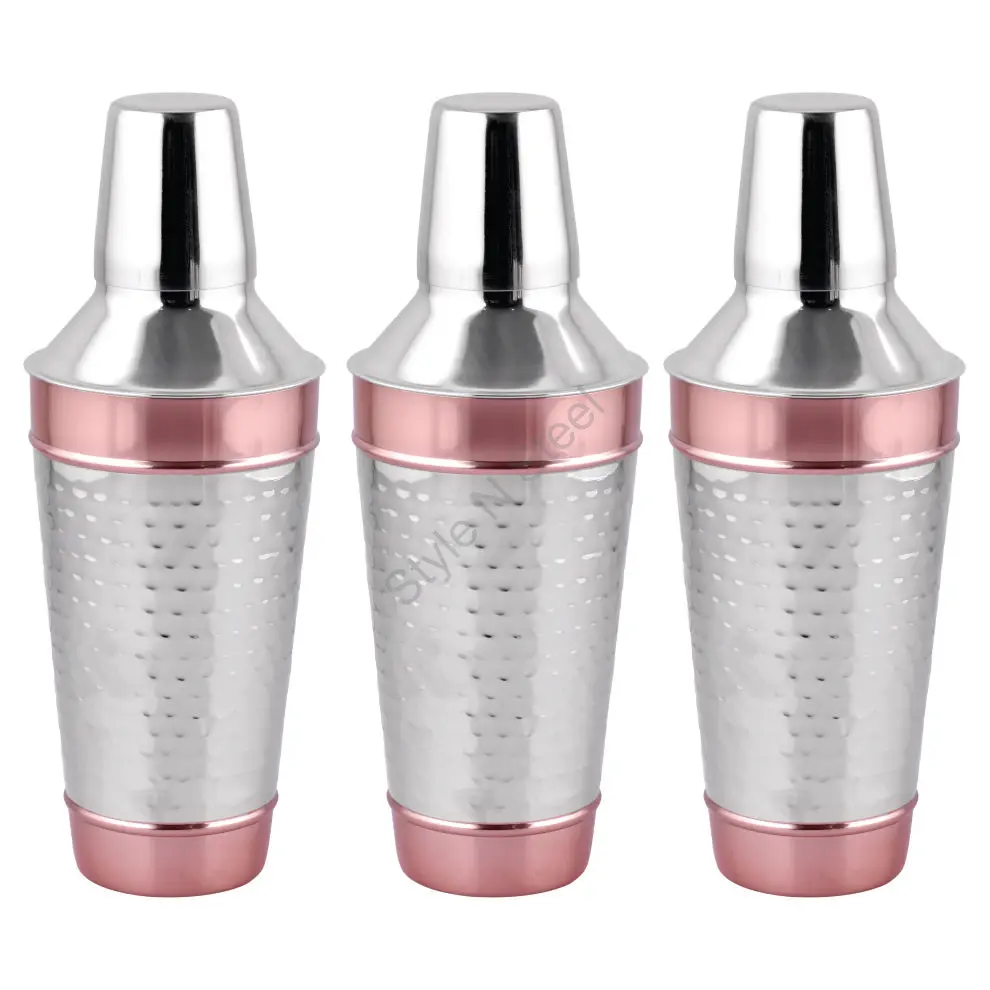 Stainless Steel Cocktail Shaker Middle In Hammered Design 500ml And ...