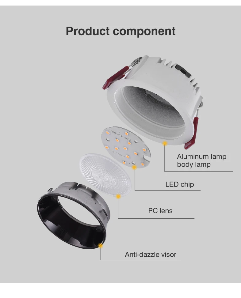 Wholesale Price 10W Aluminium Recessed Downlights Brand Chips for Shop ...