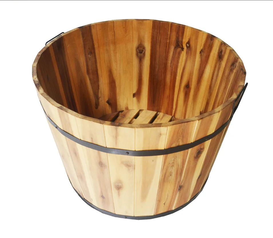 Wholesaler 100% Acacia Wooden Barrels Planters And Flower Bucket With ...