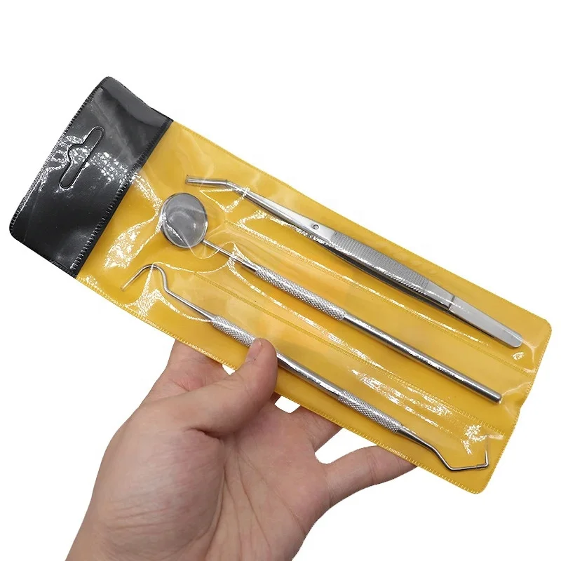 3pcs Stainless Steel Dental Mirror Dental Tool Set With Bag Mouth ...