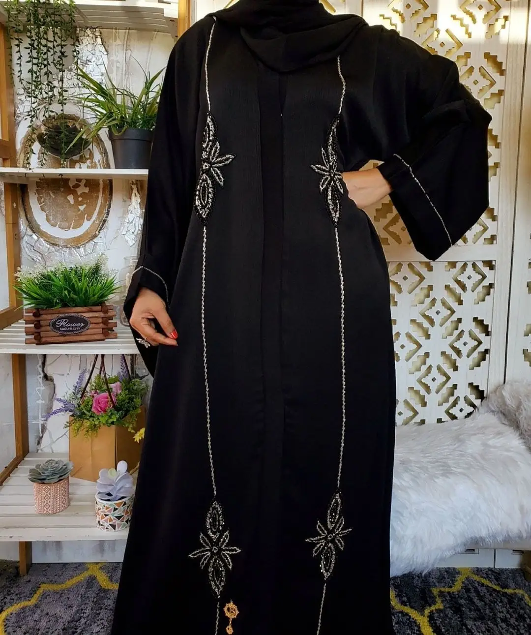 Dubai Abaya Beautiful Black Colour Muslim Traditional Abaya Hand Work ...