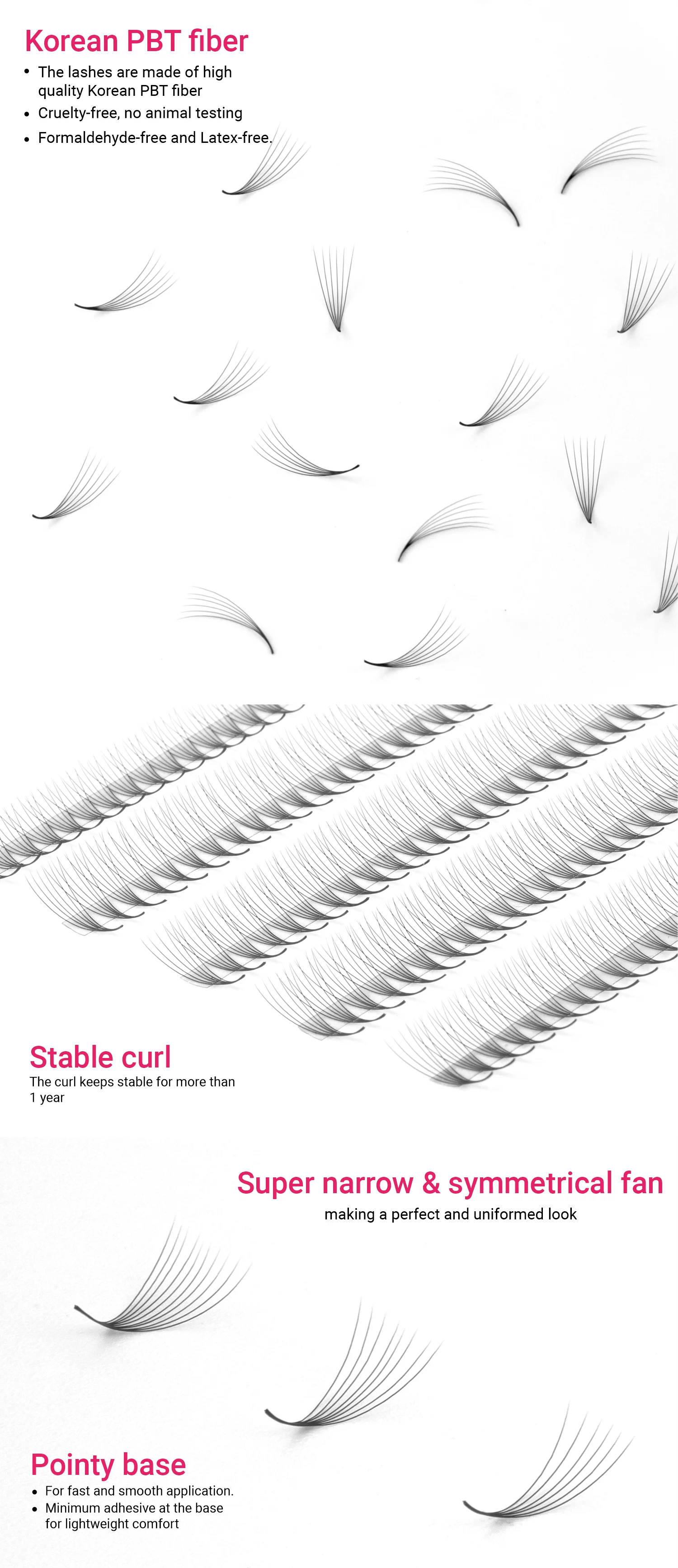 Pointy Base Narrow Fan Premade Volume Fans Russian Volume Mixed Length ...