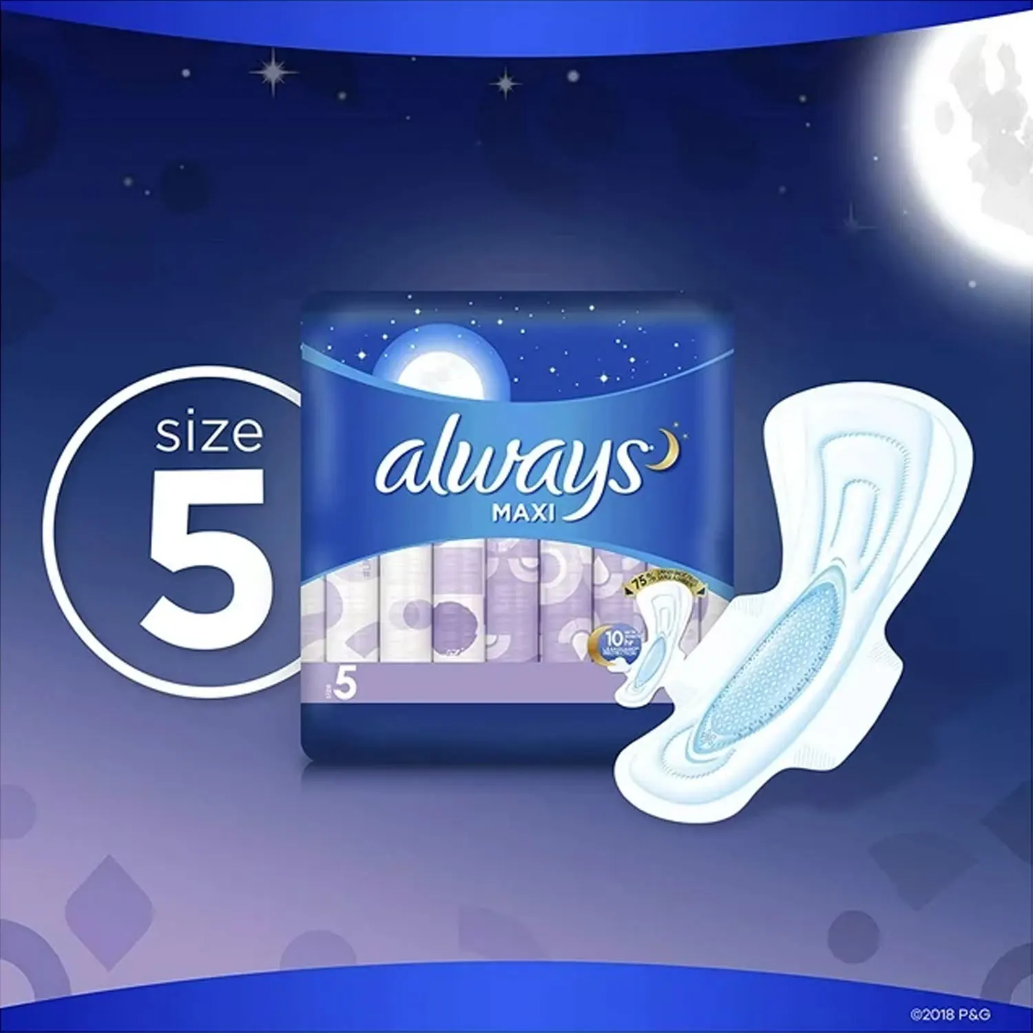 Always Maxi Overnight Pads With Wings,Size 5 - 36 Count Pack For Extra ...