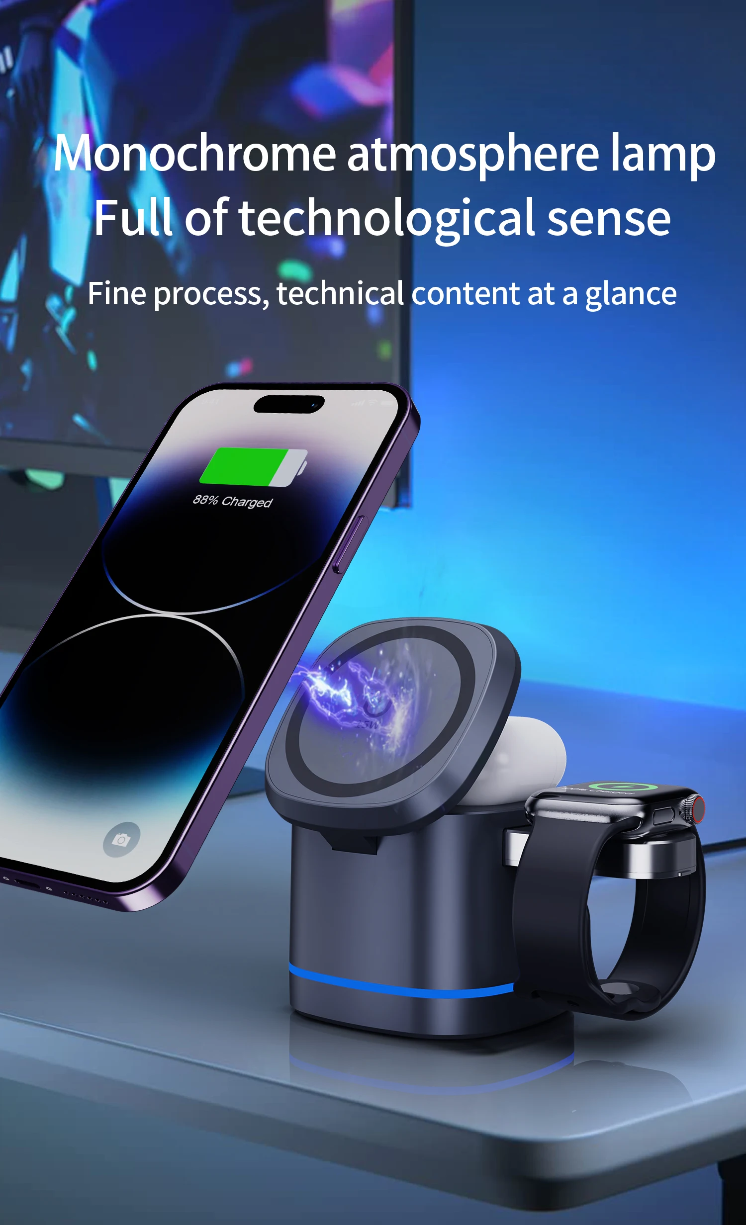 3 In 1 Magnetic Wireless Cube Charger,Mag-safe Compatible,15w Fast ...