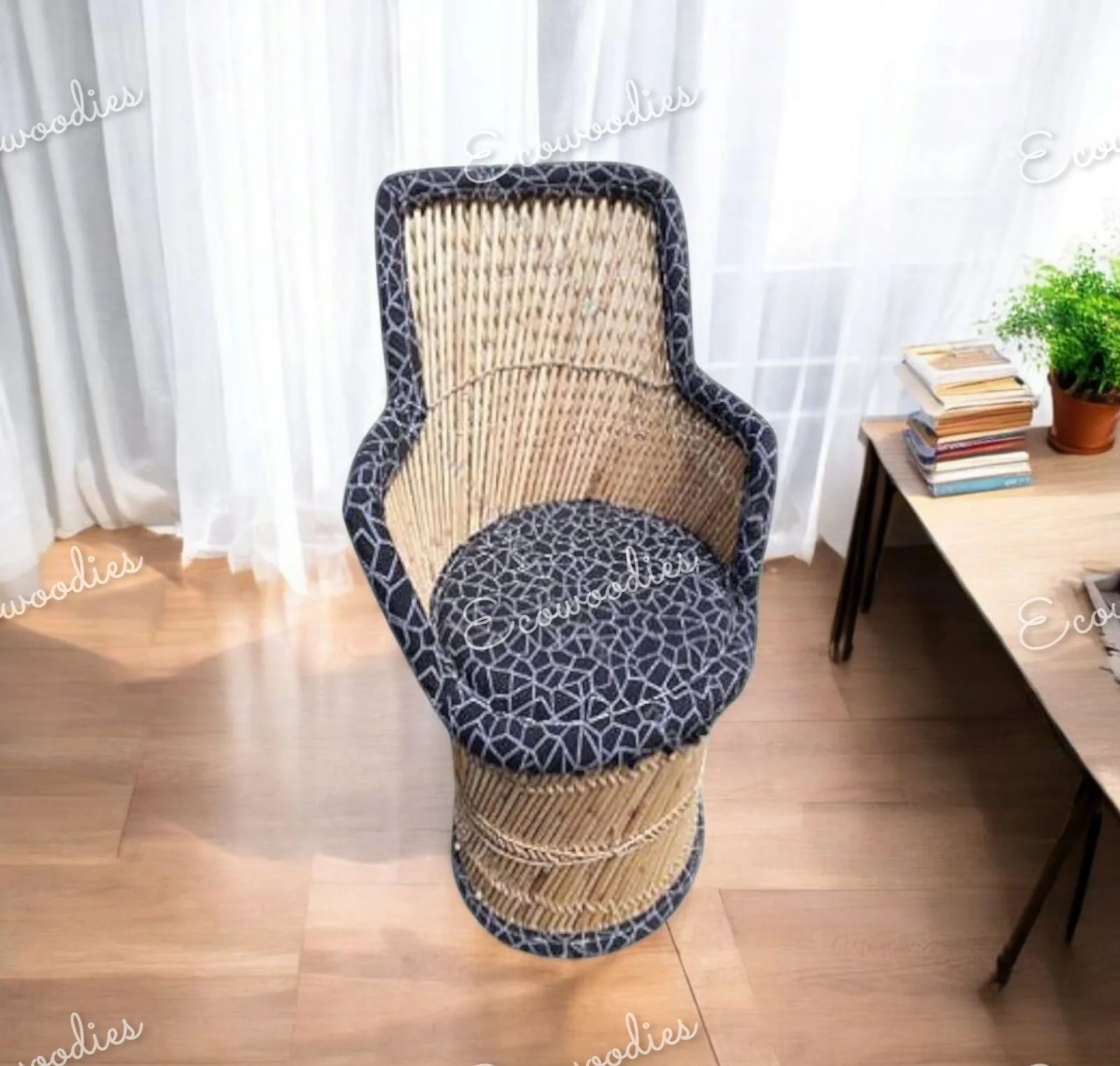 Traditional Indian Eco-Friendly Bamboo Mudda Chair Comfortable Handmade ...