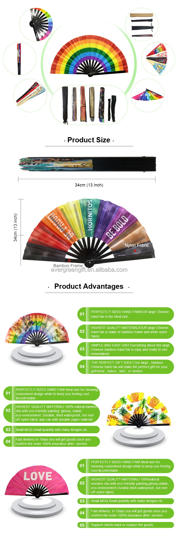 Bamboo Large Clack Hand Fans| Alibaba.com