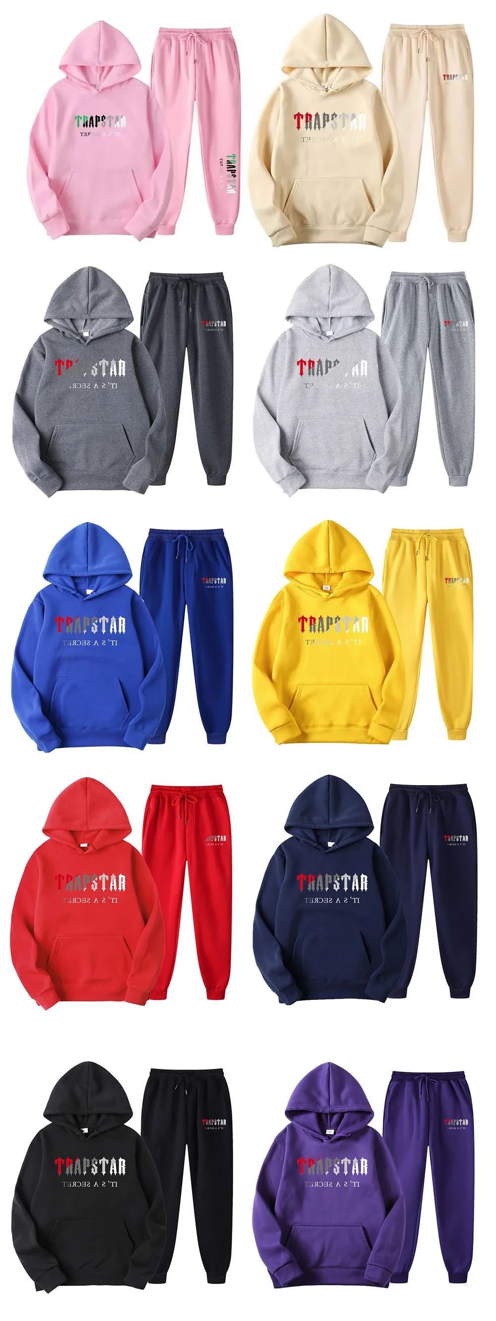 Hot Sale Trapstar Brand Tracksuit 2 Pieces Set Unisex Hoodies Fleece ...