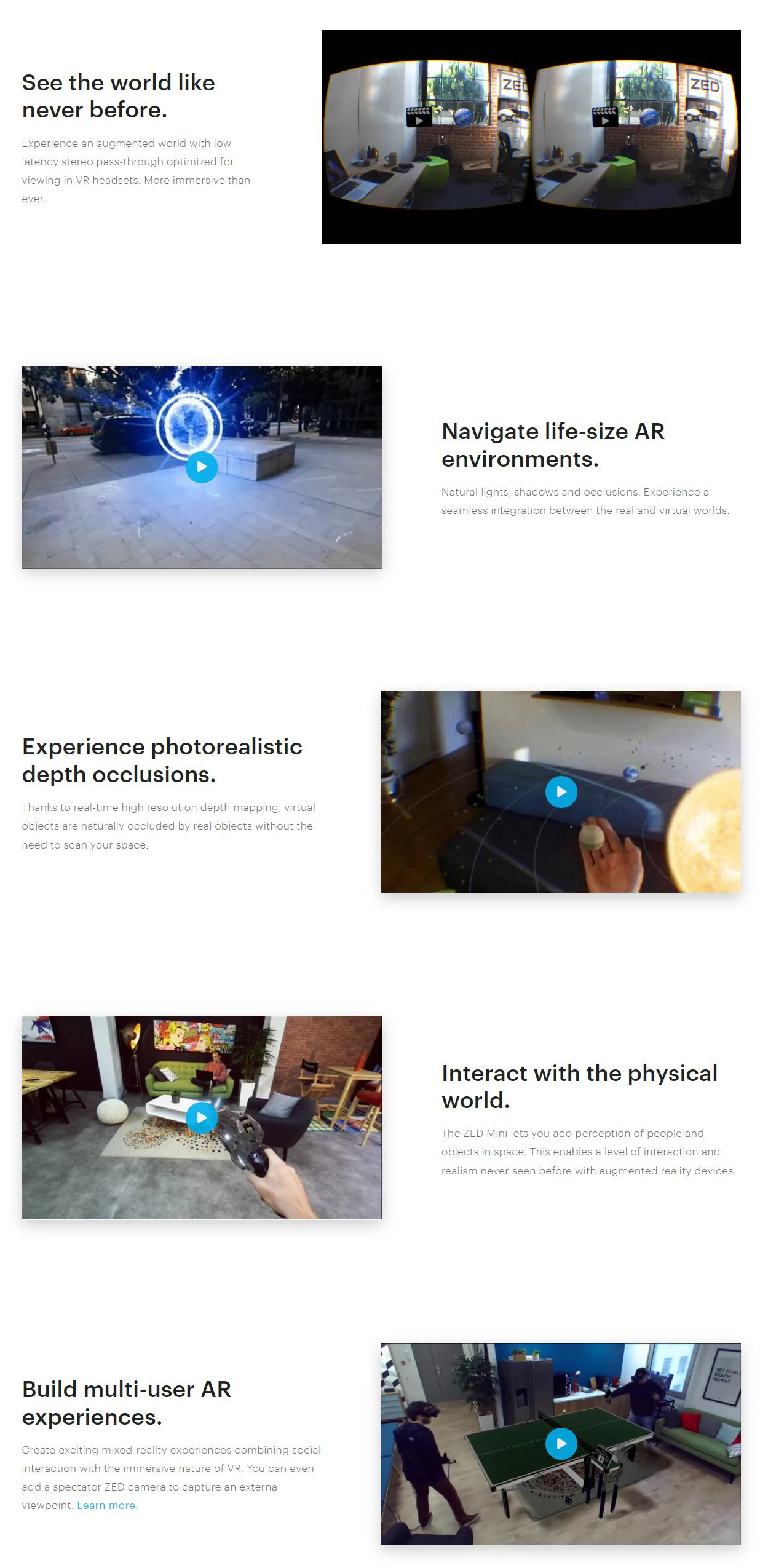 Zed Mini Mixed-reality Camera Stereo-imu Camera Inside-out Tracking ...
