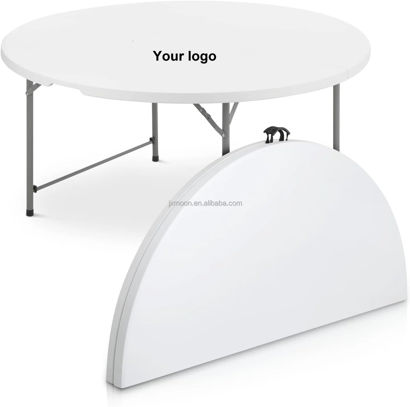 6FT 72inch HDPE Folding Round Table Tabletop 10 Seater Wedding Banquet ...