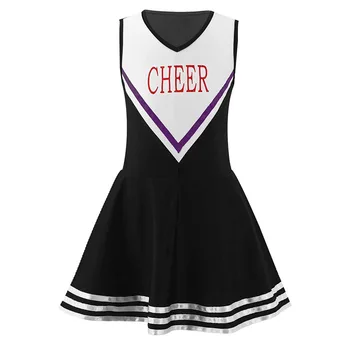 Black Cheerleader Uniforms In Black Color Polyester Made Quick Dry ...