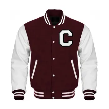 Blank Plain Varsity Letterman Jacket Men Embroidery Leather Sleeve ...
