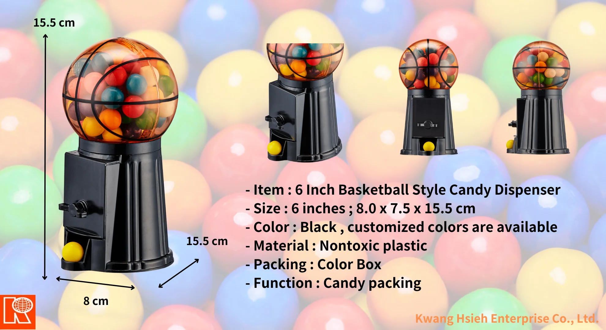 Kwang Hsieh Basketball Sport Plastic Bulk Candy Toy Jelly Bean ...