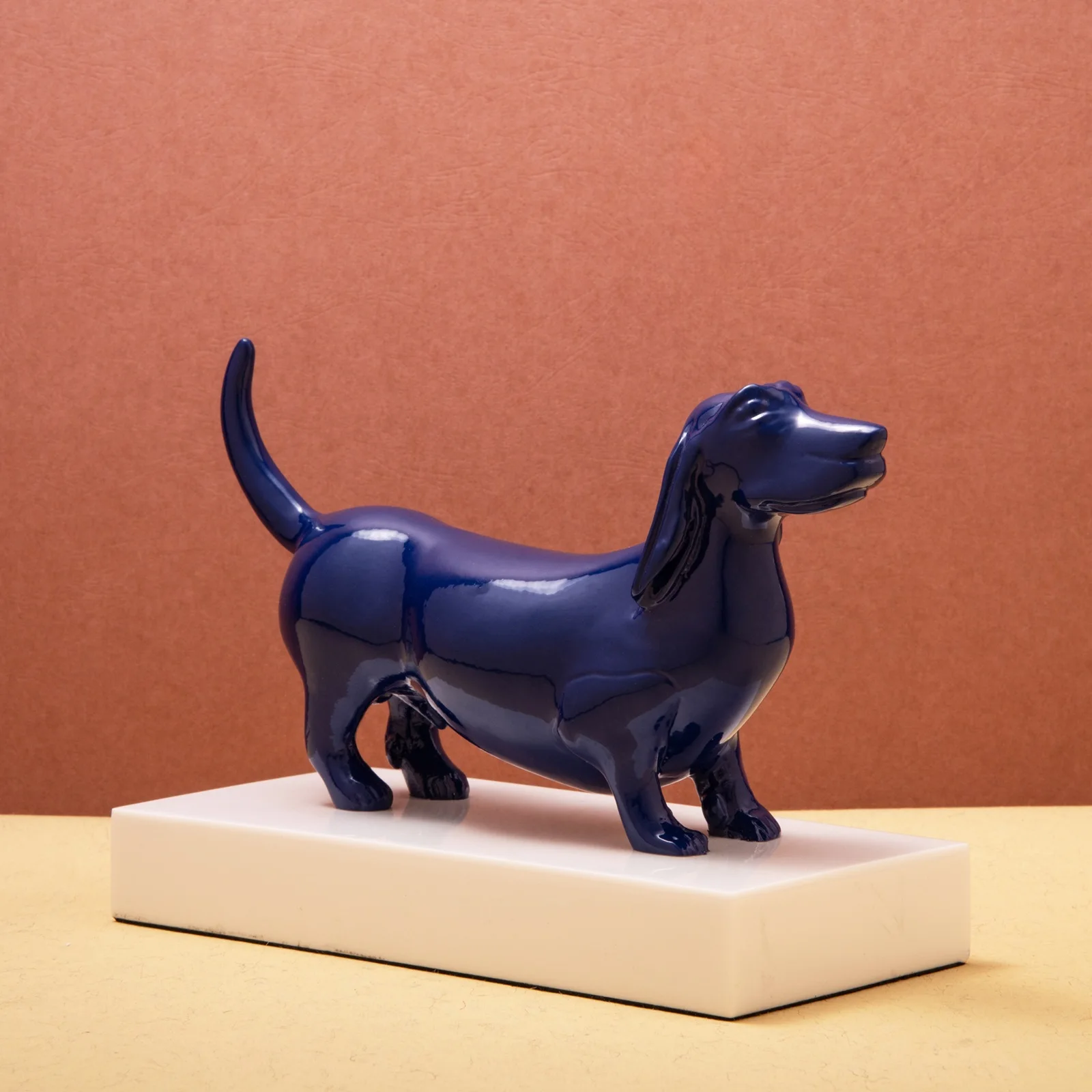 Minimal High Glossy Dog Shape Statue Realistic Canine Figurine For Home ...