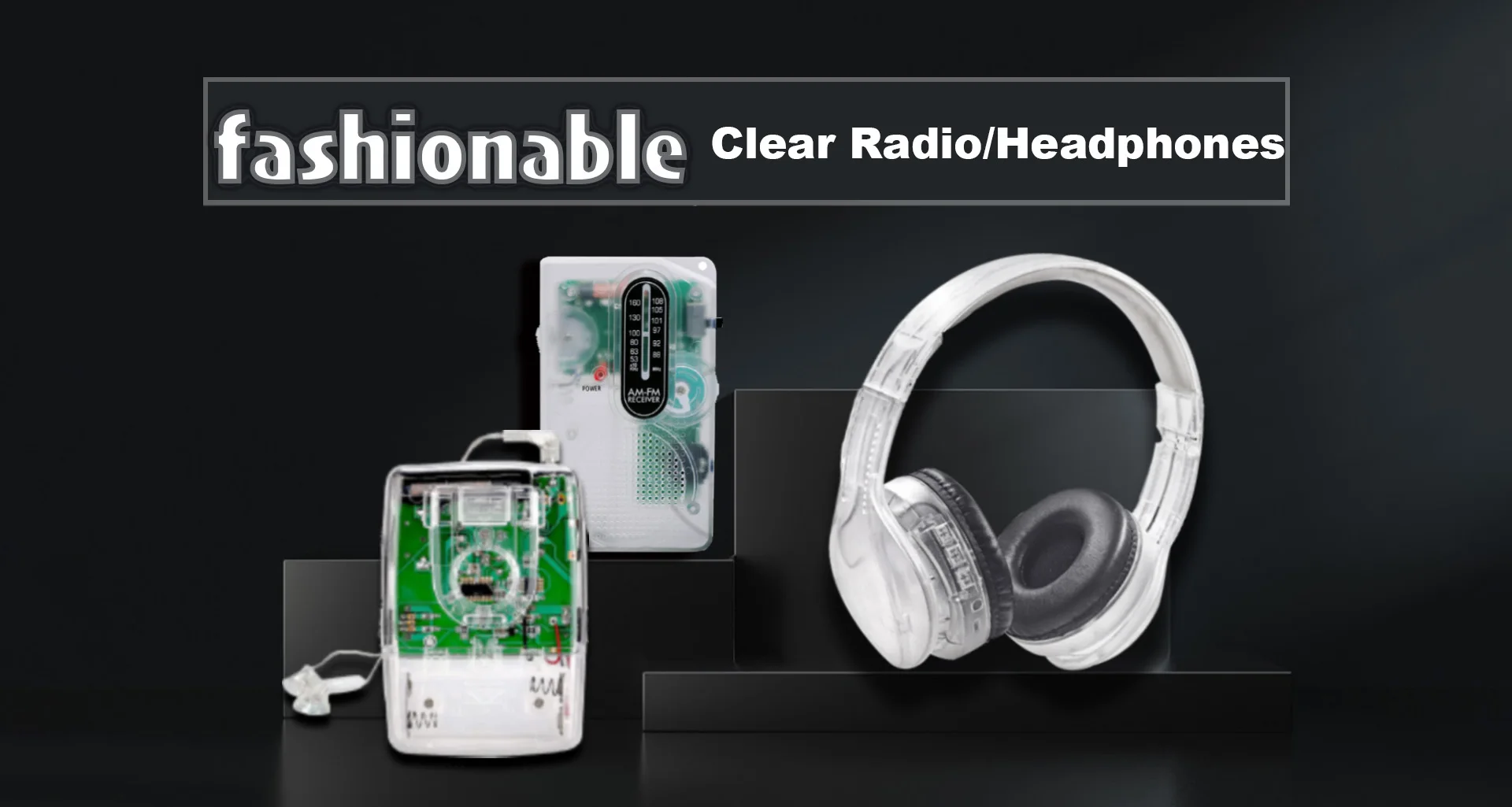 Bt Wireless On-ear Headphones Clear Transparent Headphones Built In Li ...