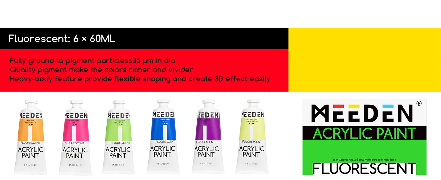 MEEDEN亚克力绘画套装 [2022发布] 艺术油漆用品与实心山毛榉木画架盒24*60毫升重型亚克力油漆| Alibaba.com