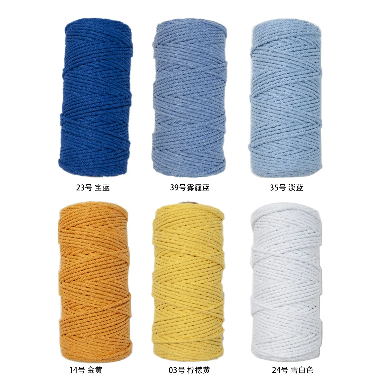 Macrame Cotton Cord 3mm X100m Twine String Colored Cotton Rope Craft ...