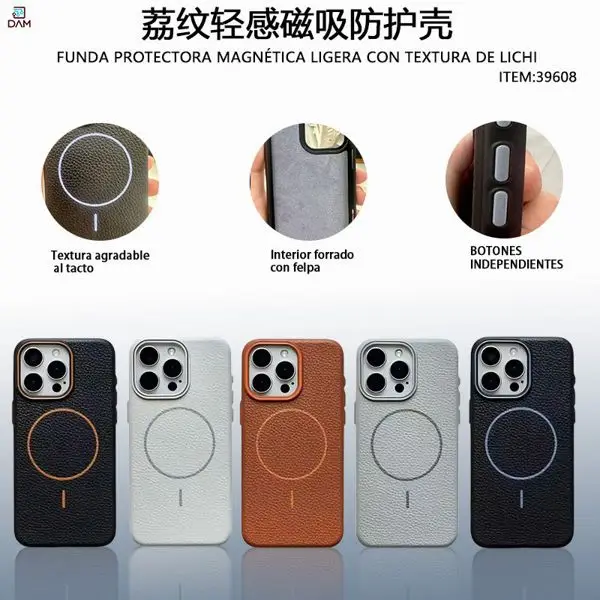 Lightweight Magnetic Embossed Plain Design Artificial Leather Mobile ...
