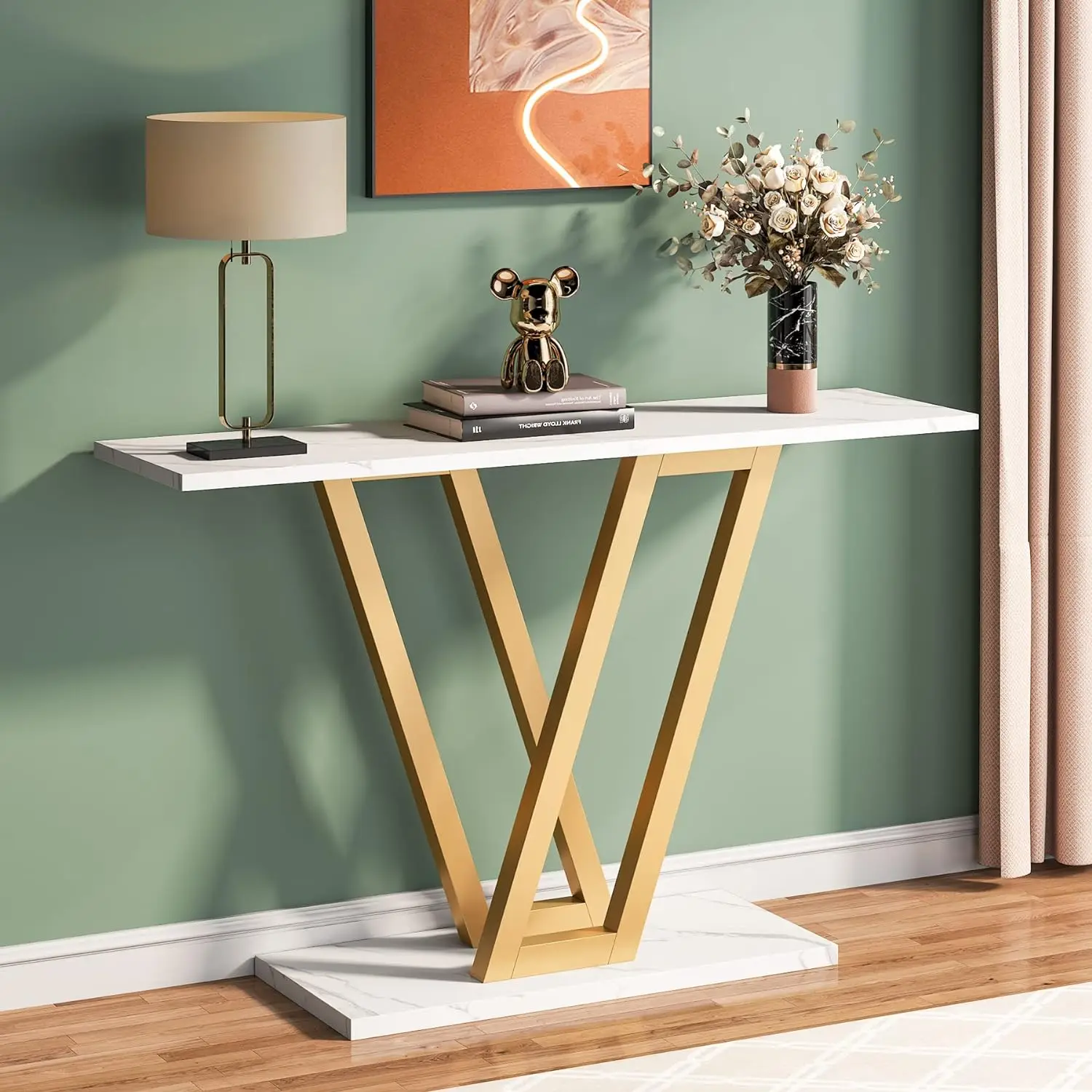 2 Tier Black Color Entryway Console Table Metal Frame & Tempered Glass ...