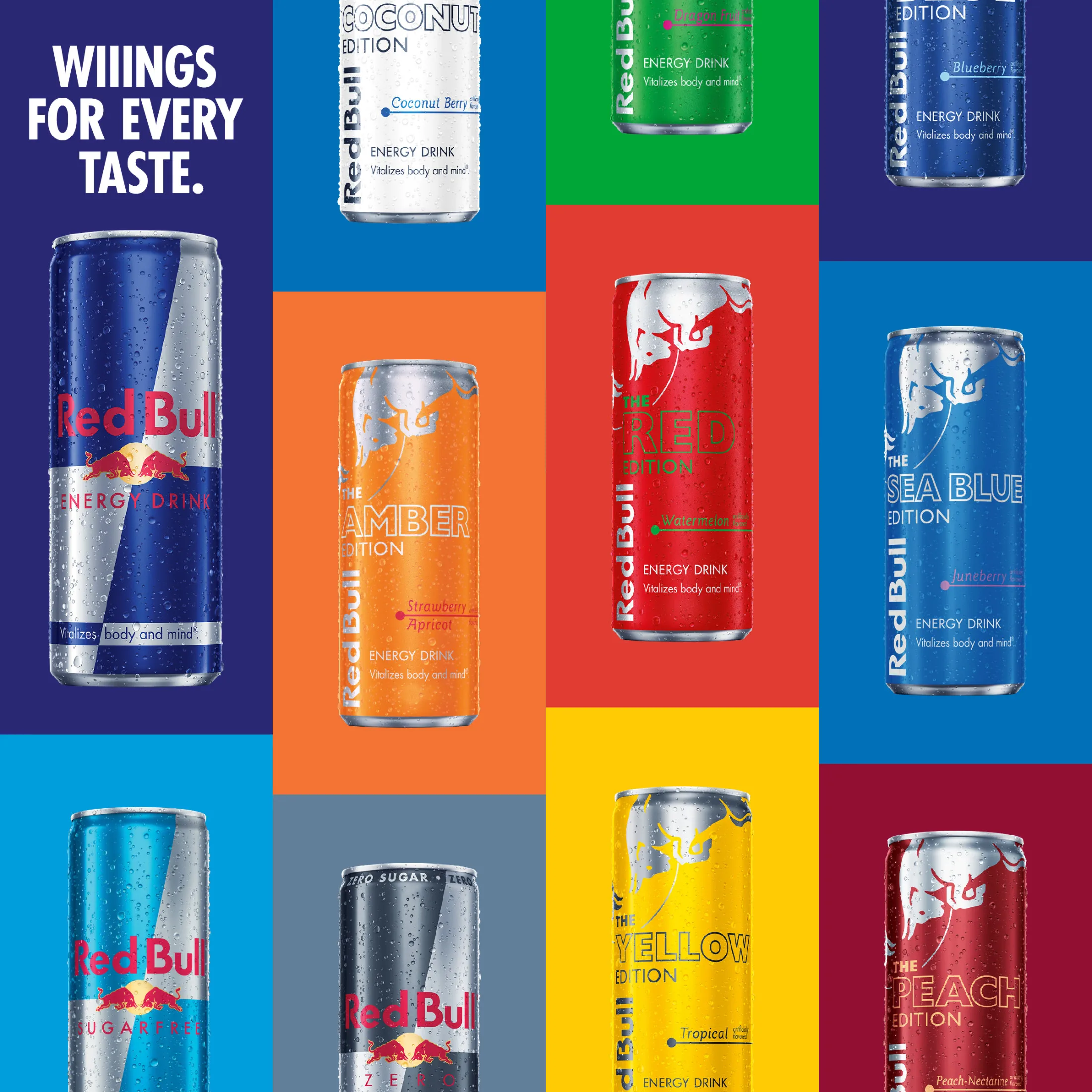 Redbull Energy Drink Variety Pack,Energy Drink,Red,Yellow & Amber,80mg ...