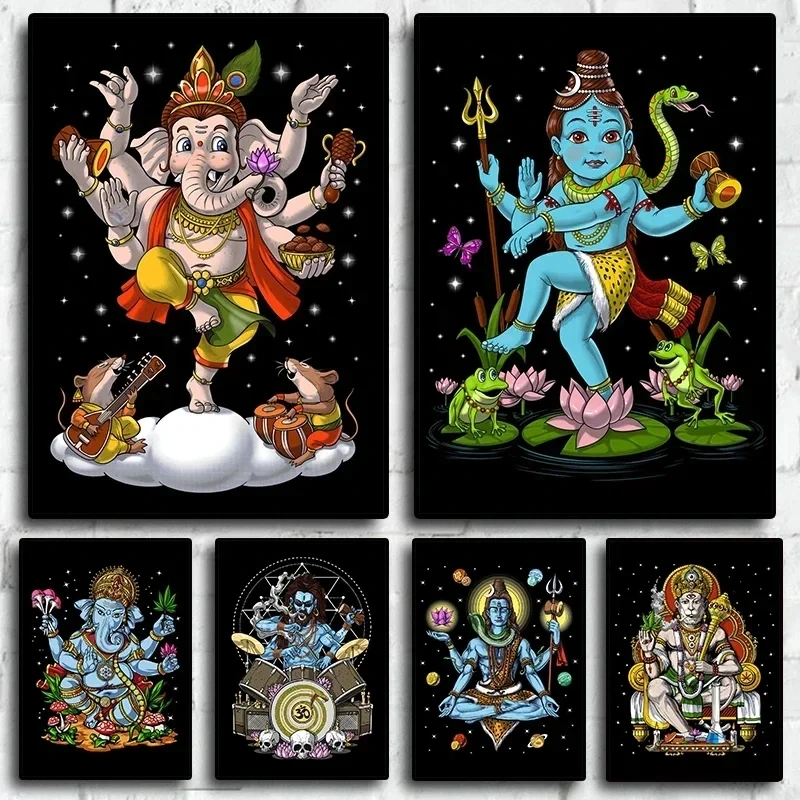 Hinduism Shiva Ganesha Mythical Creatures Nataraja Psychedelic Goddess ...