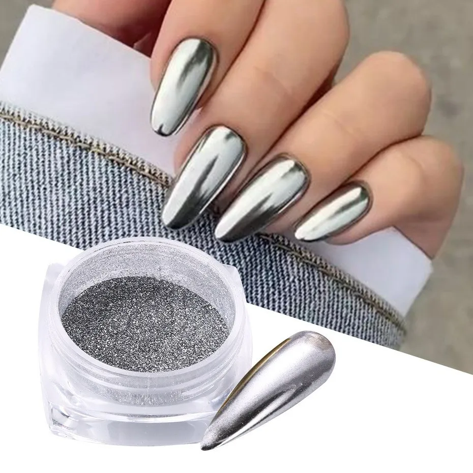 4 Colors Metal Mirror Effect Nail Art Pigment Powder Fine Glitter Nail ...