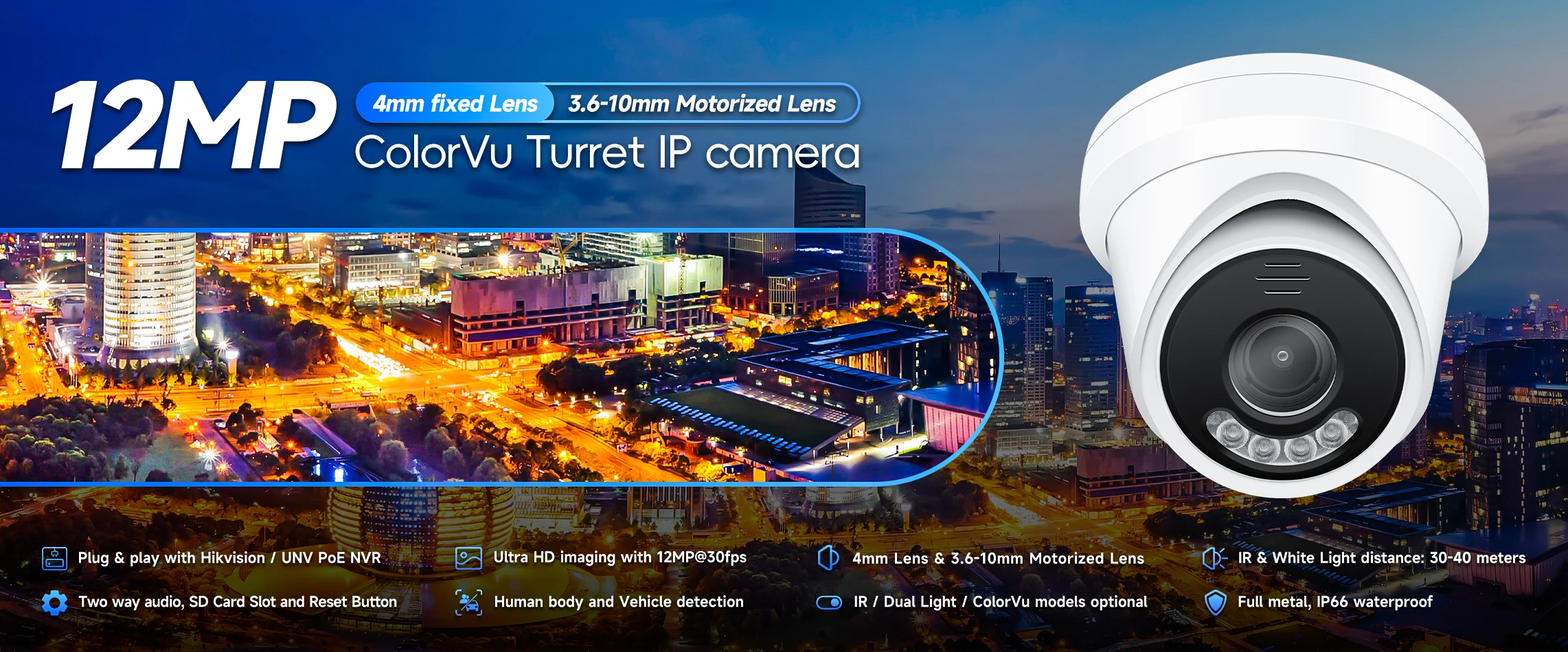 12mp Dual-light Motorized Zoom Bullet Poe Ip Camera Outdoor Security ...