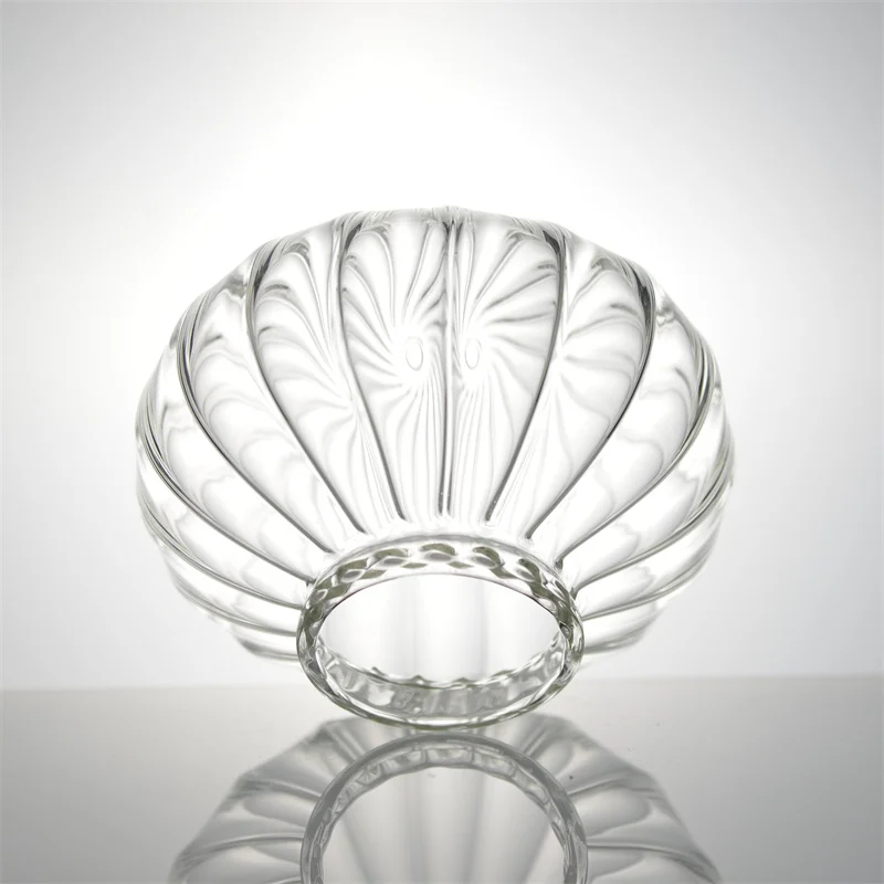 Pendant Lighting Shade Hand Blown Clear Glass Lamp Shade With Ribs ...