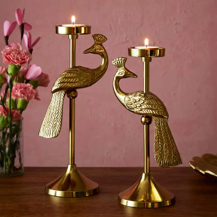 Metal Peacock Candlestick Pillar Candleholder Amazon Trending Pillar ...