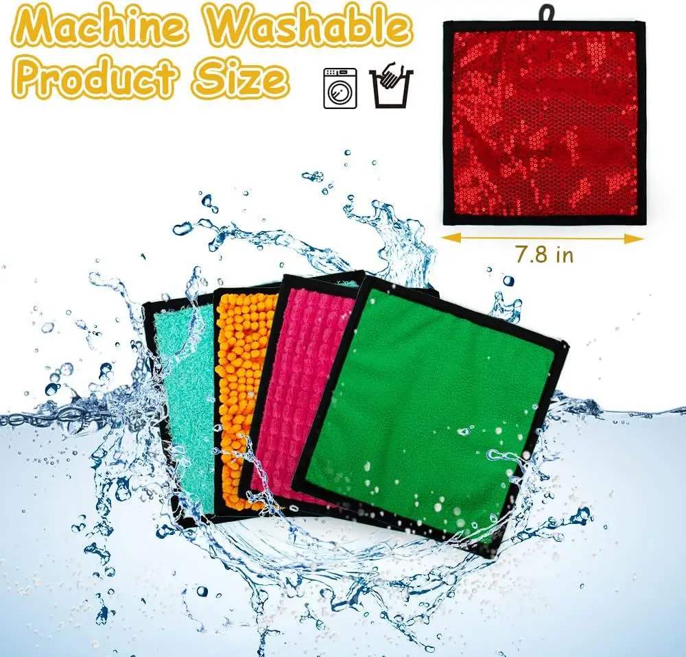 16 Pcs Sensory Mini Mats Textured Sensory Mats Pads Assorted Fabric ...