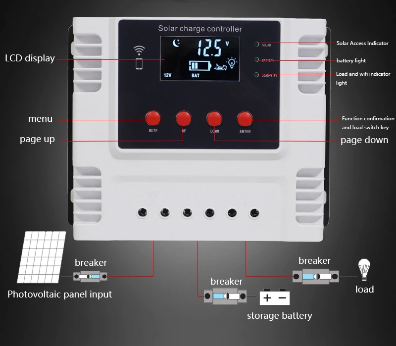 App Wifi Pv System Manual Setup Setting 12v 24v 48v 60a Pwm Solar ...
