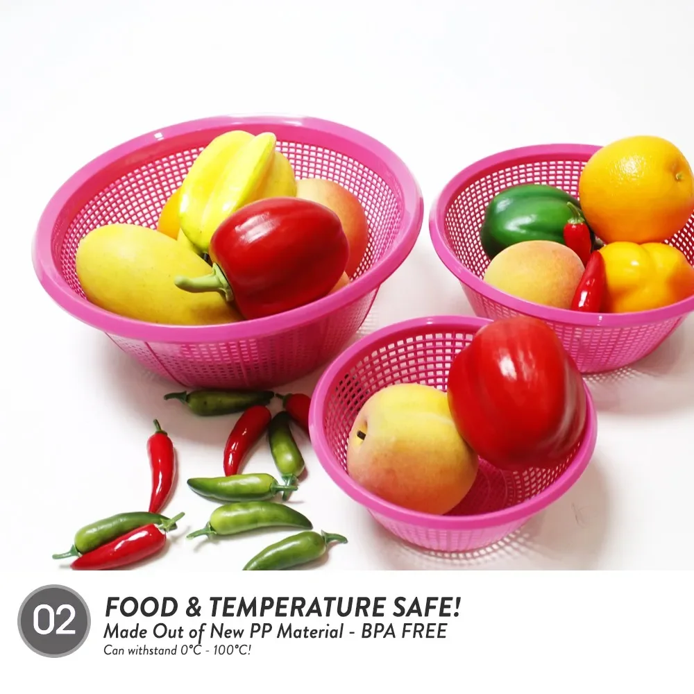 Round Plastic Kitchen Strainers with Handles - Durable & Flexible