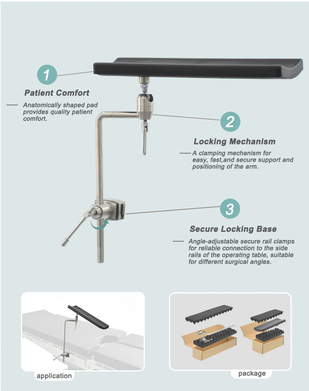 WEIYE Arm Support Lateral Operating Table Accessories Arm Rests Medical ...