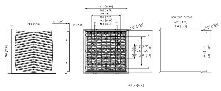 Fu200-bn Ip54 Fan Filter Fan For 172mm 200mm 220mm 254mm Fan - Buy Ip54 ...
