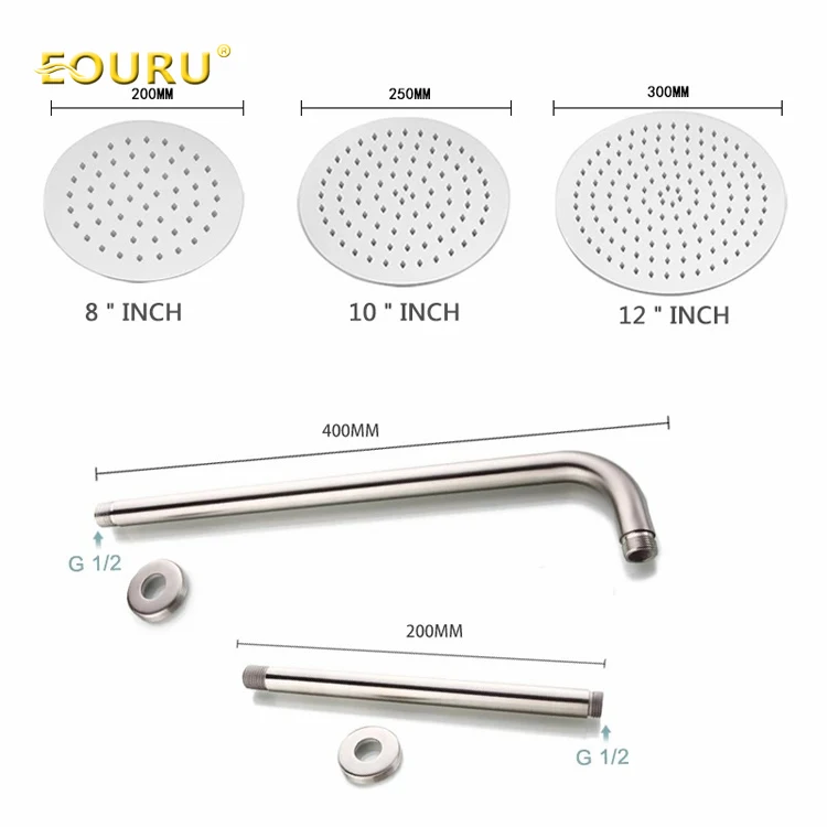 Stainless Steel Bath Shower Mixer Faucet Rotate Top Shower Ceiling Wall ...