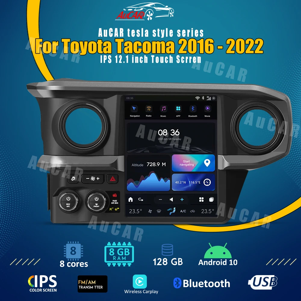 Aucar 12.1" Android 11 Touch Screen Car Stereo for Toyota Tacoma