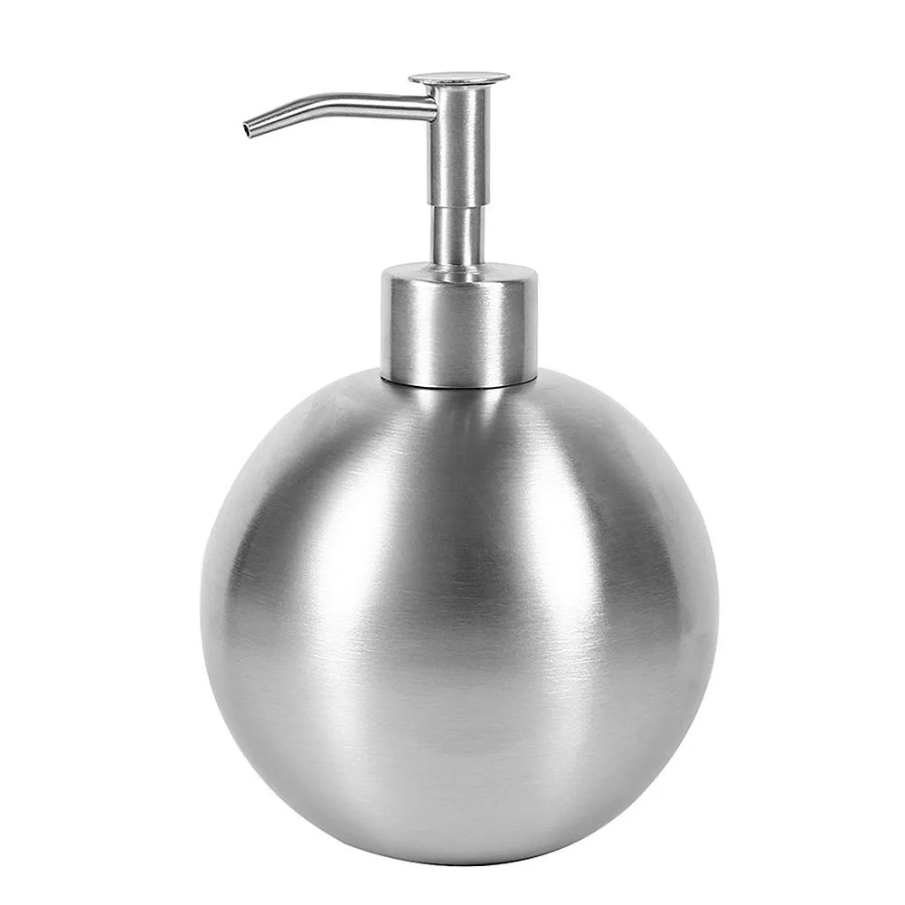 Spherical Soap Dispenser With Pump Silver/Metallic/Steel Pattern Bottle ...
