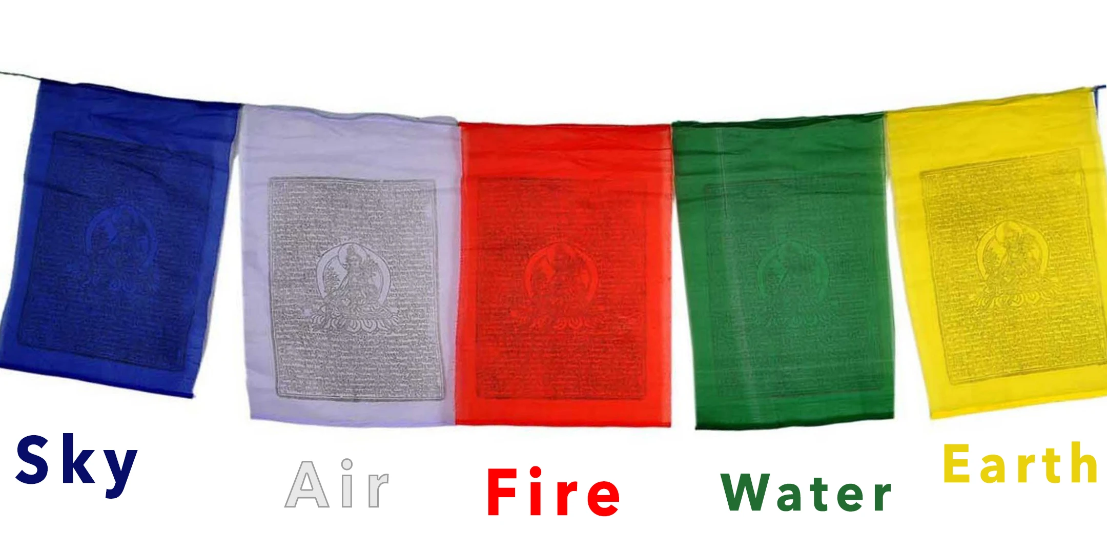 Tibetan Prayer Flag/9.5 Meter Long 25 Flags Symbol of Sky Air Fire ...