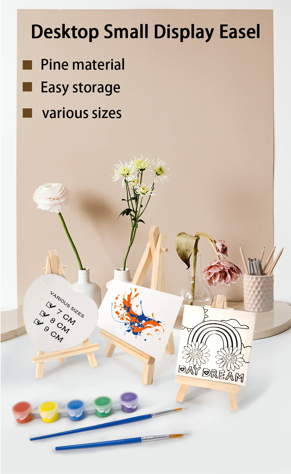 Multiple Sizes Pine Wood Mini Easel Tabletop Display Art Easel For ...