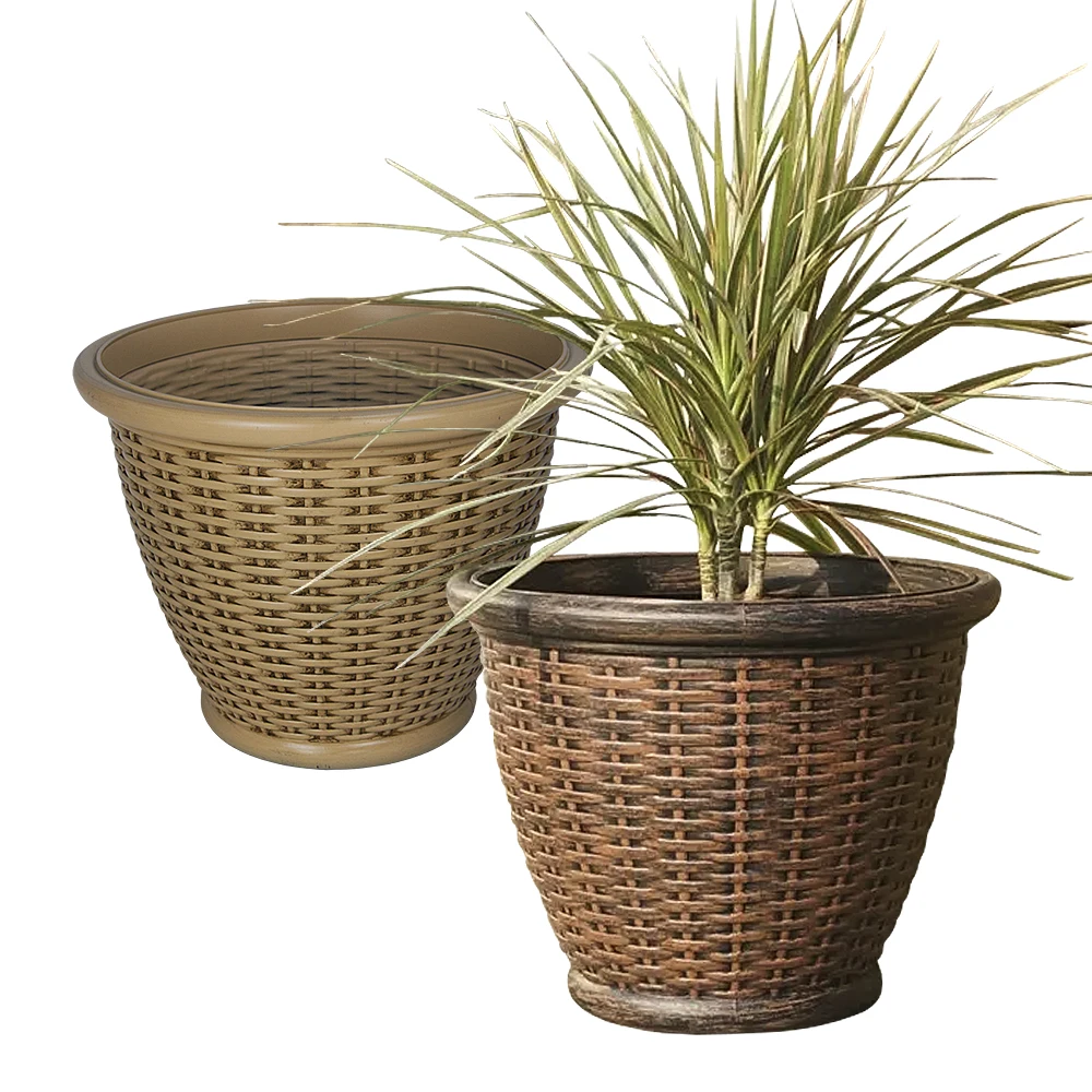 12 16 Inches Creative Pe Plastic Rattan Woven Plant Pots Plastic ...