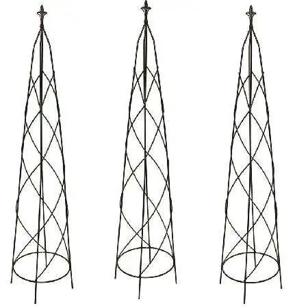 Large Heavy Duty Black Metal Flame Garden Obelisk - Rose Plant Support ...