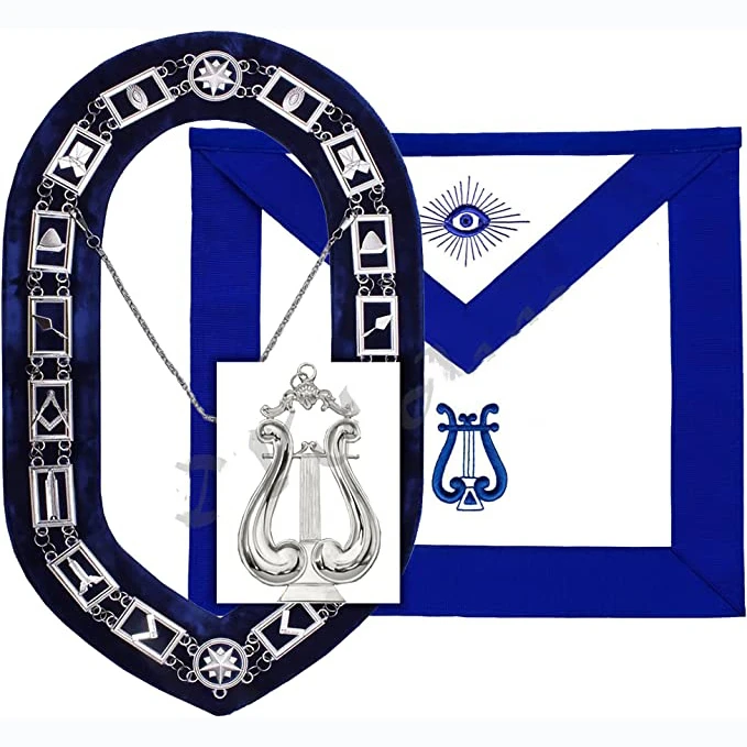 Masonic Master Masons Apron & Silver Working Tools Masonic Chain Collar ...