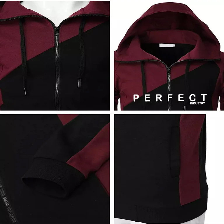 Wholesale Men's Solid Black Color Full Zip Up Hoodie Sweatshirts ...