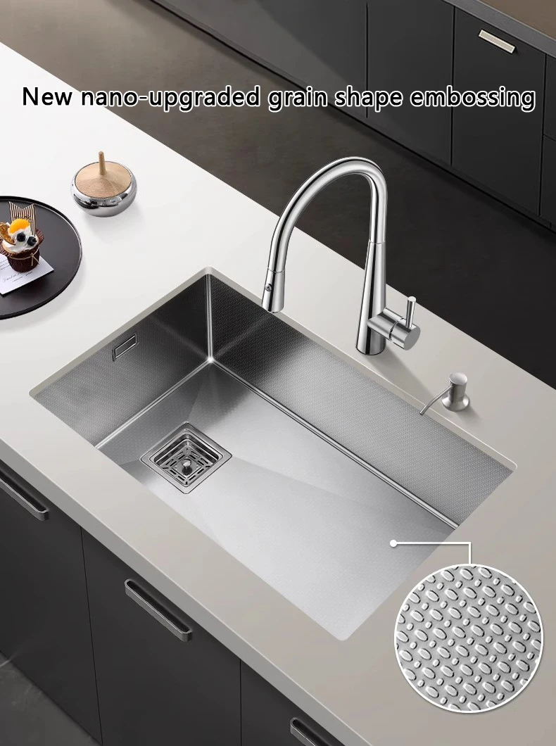 Honeycomb Embossed Large Single-trough Lower Basin Left Drainage Sus304 ...