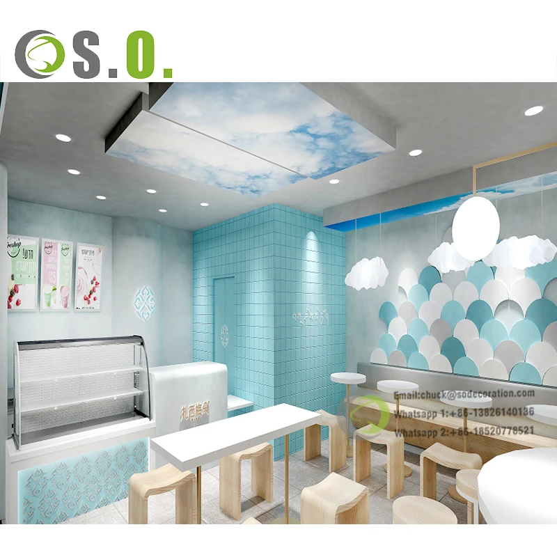 Milk Tea Store Counter Fixtures Bubble Tea Interior Design Modern Cafe ...