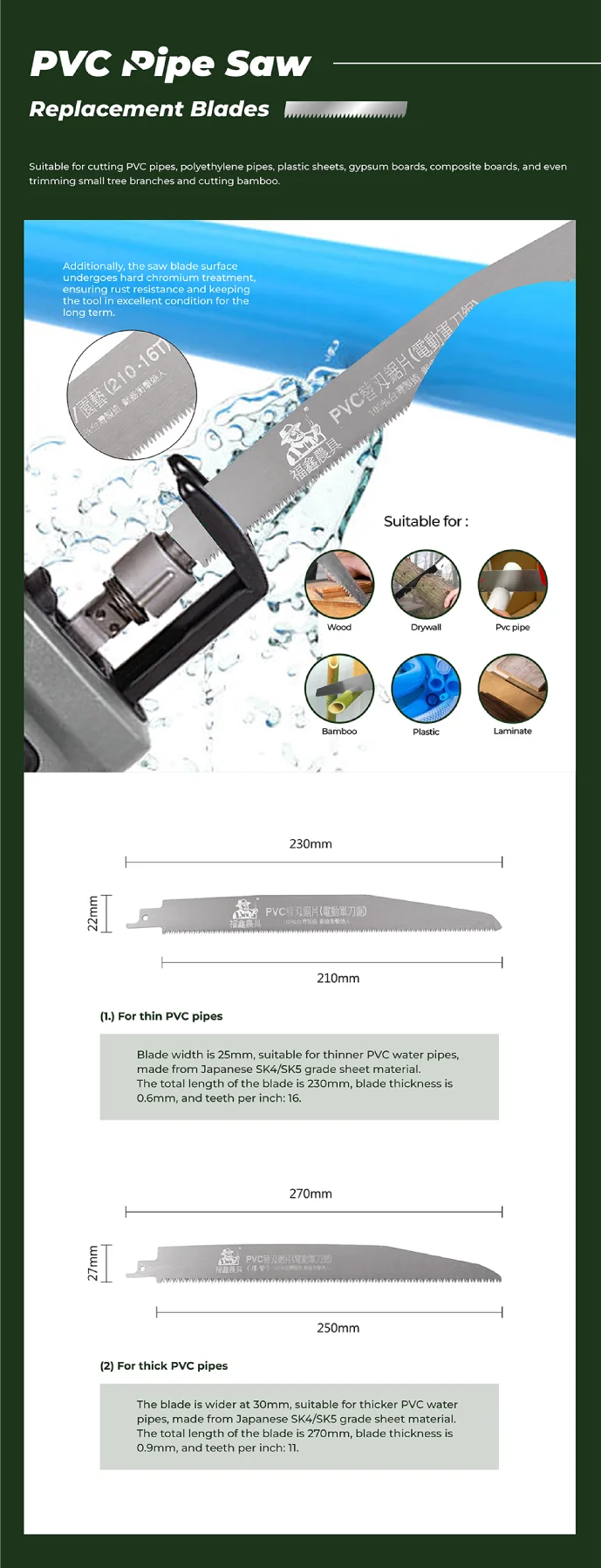 Taiwan Reduced Blade Warping Sabre Saw Blades (180mm/p3.0mm) Perfect ...