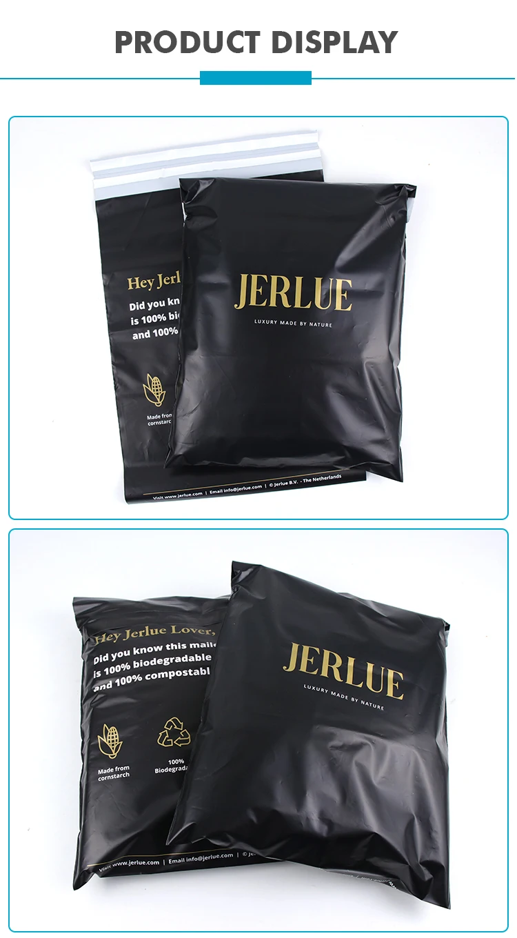 Custom Printed Logo Biodegradable Black Polybag Thank You Shipping ...