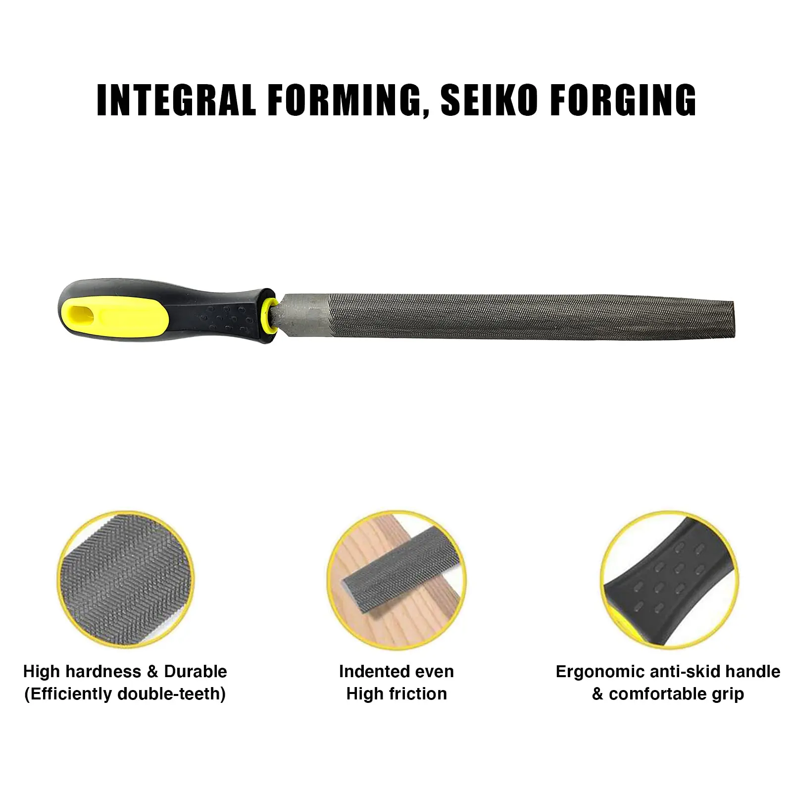 Double Cut High Carbon Hardened Steel Half Round File With Rubber ...