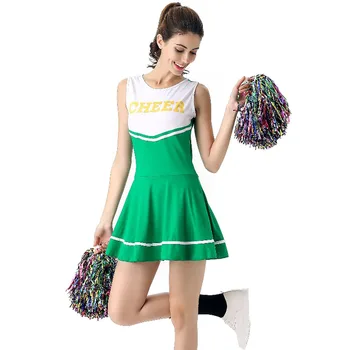 Latest Style Cheerleader Uniforms For Ladies In Polyester Green And ...