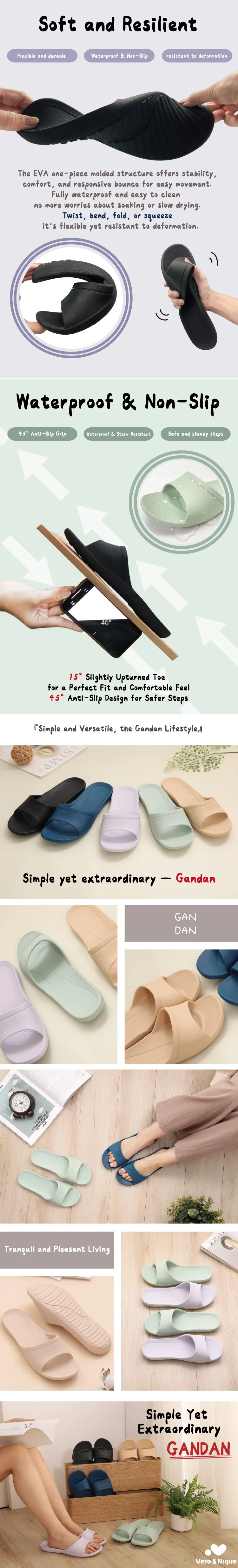 Vero&nique Blue Eva Home Non-Slip Flat Slippers - Durable & Comfortable