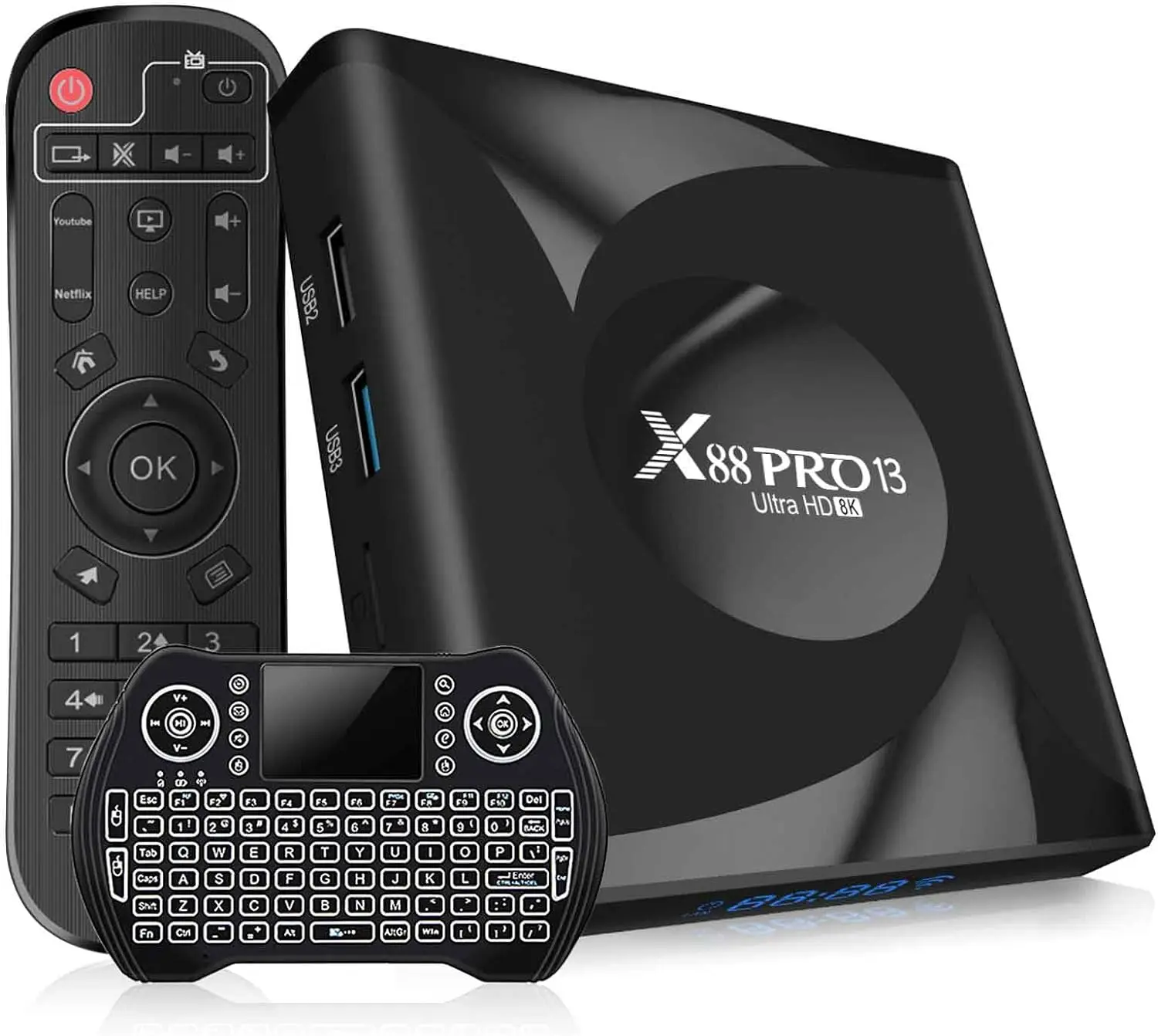 Newest 2024 Android 13 Tv Box With Backlit Wireless Mini Keyboard,X88 ...